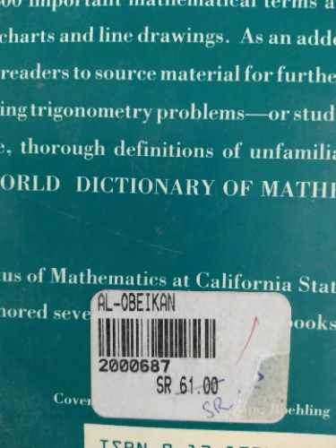 WEBSTERS NEW WORLD DICTIONARY OF MATHEMATICS
